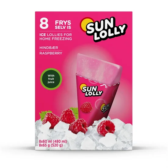 Is Sun Lolly Hindbær 1x8 stk - Fra 18,40 KØB billige tilbud